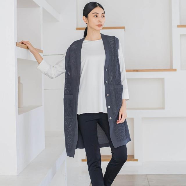 ラエフ（la．f．．．）/【大きいサイズ】シアトルメッシュニットジレ≪手洗い可能≫