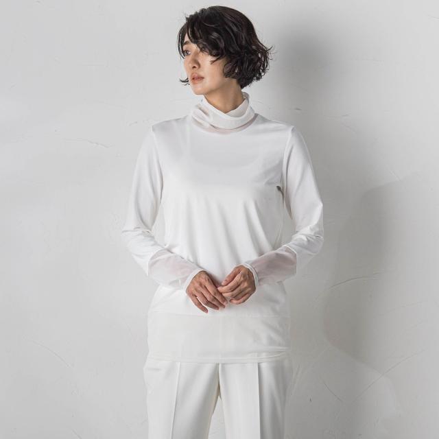 ラエフ（la．f．．．）/【大きいサイズ】シアー切り替え天竺カットソー≪洗濯機で洗える/紫外線防止≫