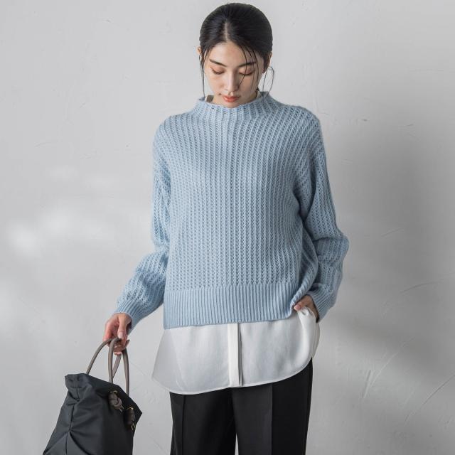 ラエフ（la．f．．．）/【大きいサイズ】メッシュラメニット≪手洗い可能≫