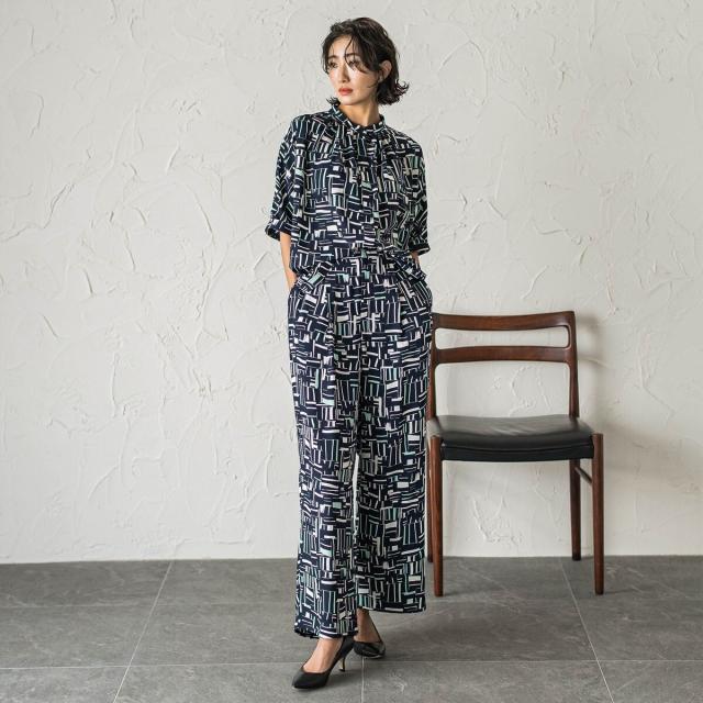 ラエフ（la．f．．．）/【大きいサイズ】幾何柄パンツ≪洗濯機で洗える