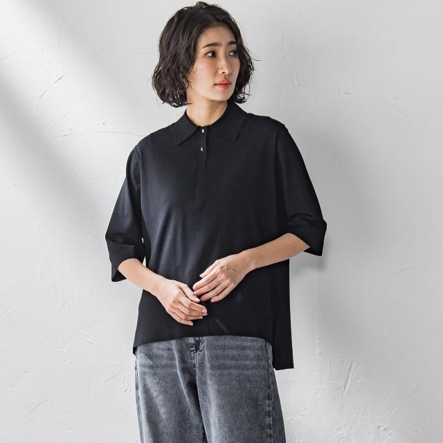 ラエフ（la．f．．．）/【大きいサイズ】襟付きニット≪手洗い可能≫