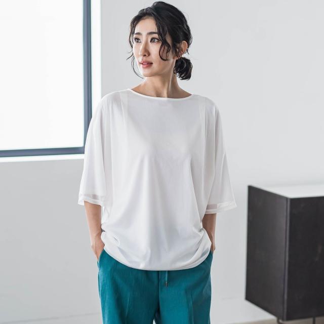 ラエフ（la．f．．．）/【大きいサイズ】トリコットシフォンカットソー≪洗濯機で洗える≫