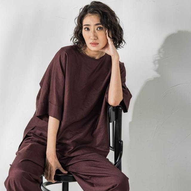 ラエフ（la．f．．．）/【大きいサイズ】【biyori】麻調ヴィンテージブラウス≪手洗い可能≫