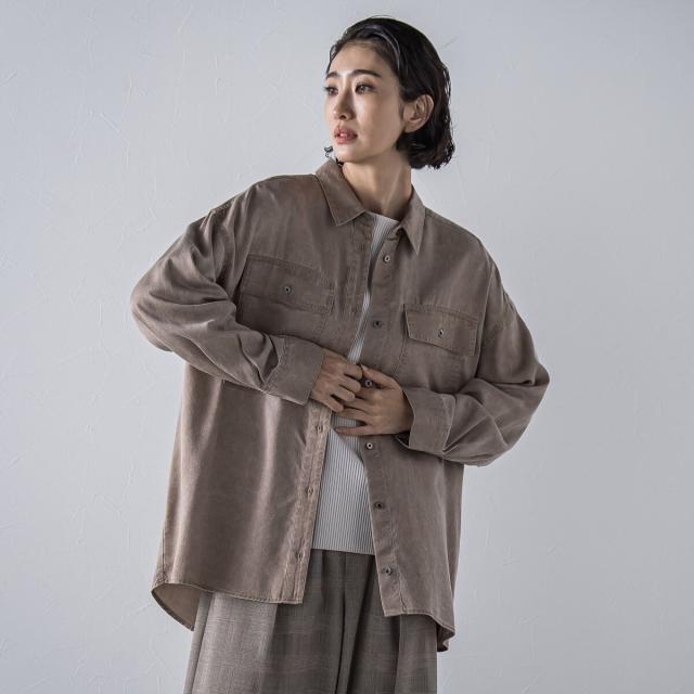 ラエフ（la．f．．．）/【大きいサイズ】【biyori】モダールデニムシャツ≪洗濯機で洗える≫