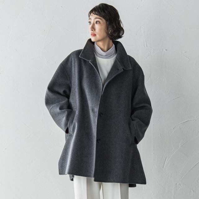 ラエフ（la．f．．．）/【大きいサイズ】”軽さと贅沢なぬくもり”スタンドカラーリバーコート