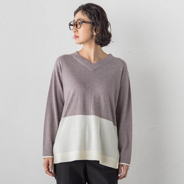 ラエフ（la．f．．．）/【大きいサイズ】ファインウールVネックニット