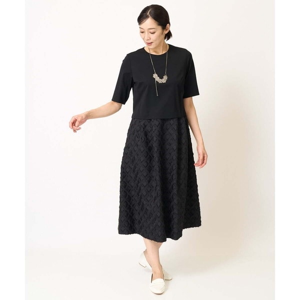 ジョルジュ・レッシュ（ES RECH）/[日本製]ダイヤカットジャガードドッキングワンピース