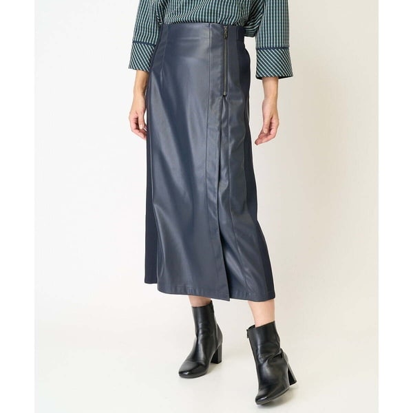 ジョルジュ・レッシュ（ES RECH）/[セットアップ対応]ライトレザーナローラップスカート