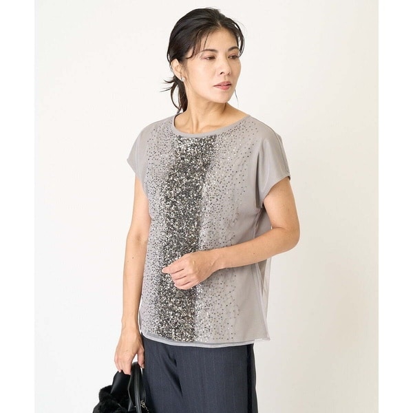 ジョルジュ・レッシュ（ES RECH）/スパンコール刺繍フレンチスリーブカットソー