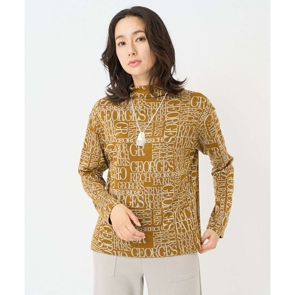 ジョルジュ・レッシュ（ES RECH）/[日本製]ダブルフェイスボトルネックロゴカットソー