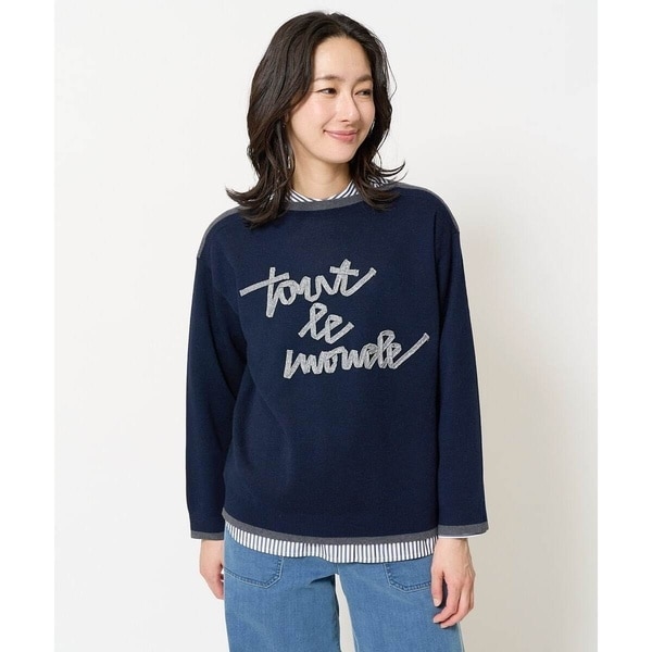 ジョルジュ・レッシュ（ES RECH）/ダブルジャガードラメテープ刺繍ロゴニット