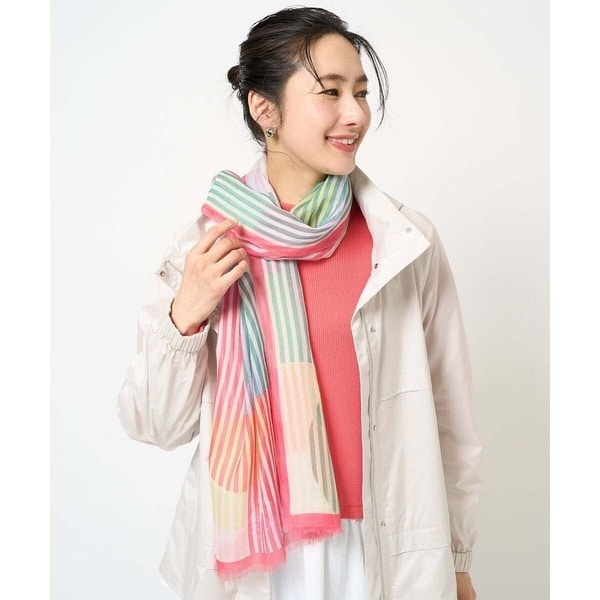 ジョルジュ・レッシュ（ES RECH）/幾何ストライプシルク混ストール