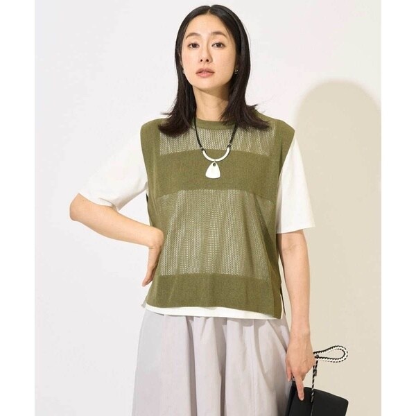 ジョルジュ・レッシュ（ES RECH）/[新色追加]バックスリットメッシュニットベスト