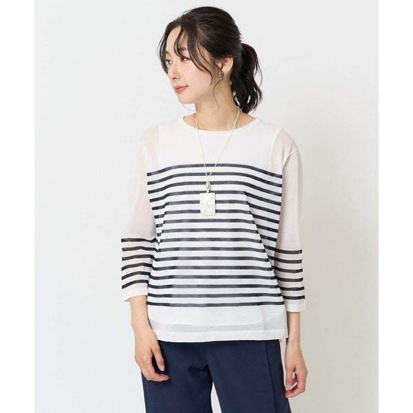 ジョルジュ・レッシュ（ES RECH）/[吸湿速乾]シアーボーダーボートネックラメニット