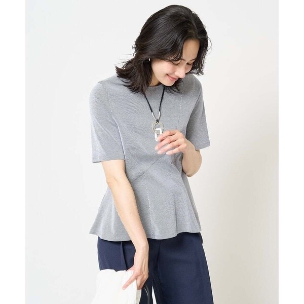 ジョルジュ・レッシュ（ES RECH）/ピケストライプジャージーフレアカットソー