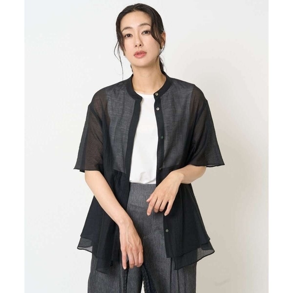 ジョルジュ・レッシュ（ES RECH）/[日本製]シアーティアードバンドカラーブラウス