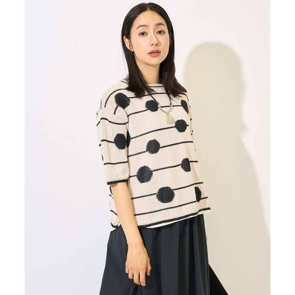 ジョルジュ・レッシュ（ES RECH）/ペーパーヤーンドット5分袖ニット