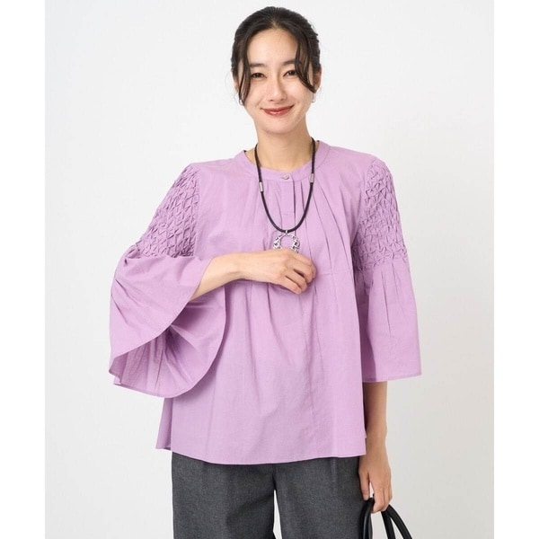 ジョルジュ・レッシュ（ES RECH）/ハンドスモッキング6分袖フレアブラウス