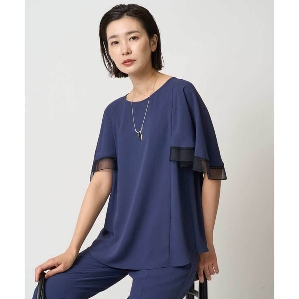 ジョルジュ・レッシュ（ES RECH）/[接触冷感/吸水速乾]シアーレースケープブラウス