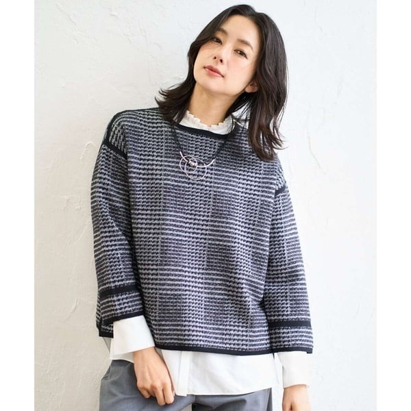 ジョルジュ・レッシュ（ES RECH）/ブークレチェックジャカードニット