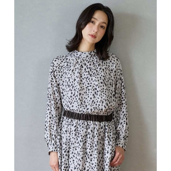 ジョルジュ・レッシュ（ES RECH）/[日本製/セットアップ対応]レオパードロールネックブラウス