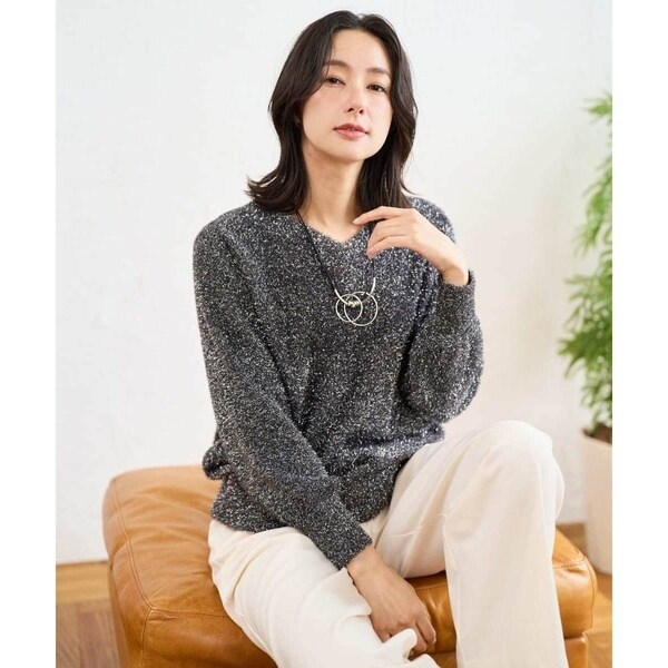 ジョルジュ・レッシュ（ES RECH）/メタリックシャギーVネックニット