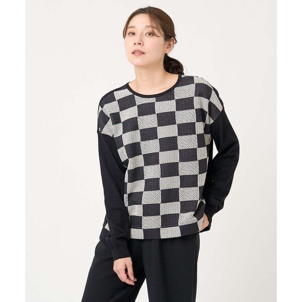 ジャンニ・ロ・ジュディチェ（GIANNI LO GIUDICE）/[洗える]ブロックチェック柄ジャガードカットソー