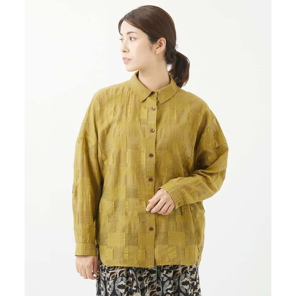 ジャンニ・ロ・ジュディチェ（GIANNI LO GIUDICE）/[洗える]スクエアカットジャガードブラウス