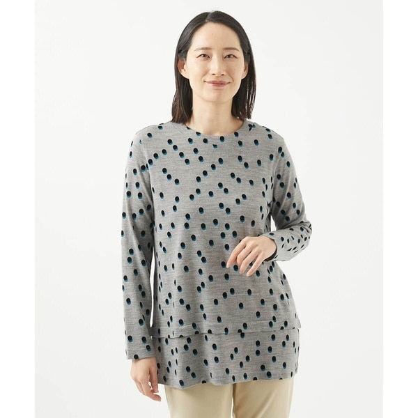 ジャンニ・ロ・ジュディチェ（GIANNI LO GIUDICE）/[洗える・日本製]フロッキードットプリントチュニックカットソー