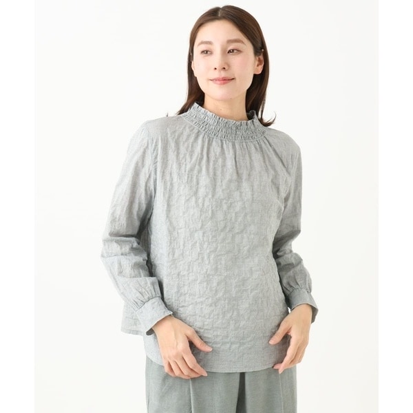 ジャンニ・ロ・ジュディチェ（GIANNI LO GIUDICE）/[洗える]シャーリングシャンブレープルオーバーブラウス