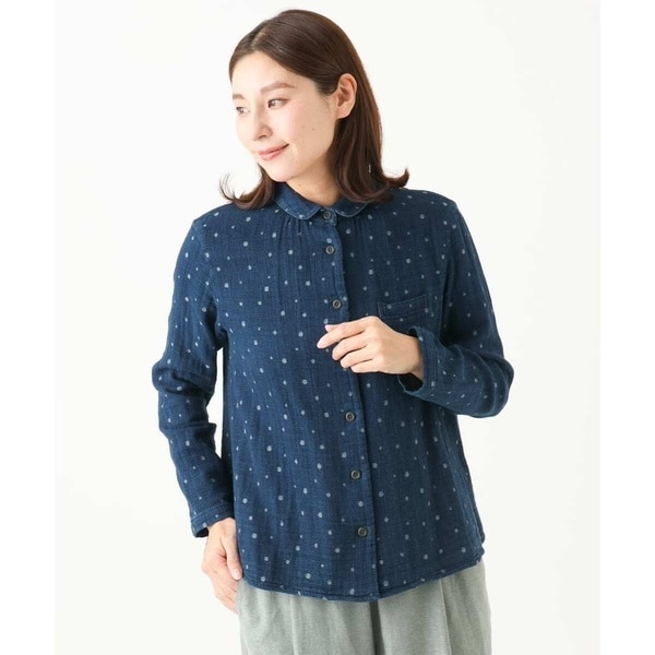 ジャンニ・ロ・ジュディチェ（GIANNI LO GIUDICE）/[洗える]二重織ガーゼデニムドットブラウス