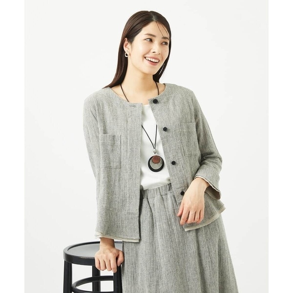 ジャンニ・ロ・ジュディチェ（GIANNI LO GIUDICE）/GREEKストライプ楊柳ブラウスジャケット