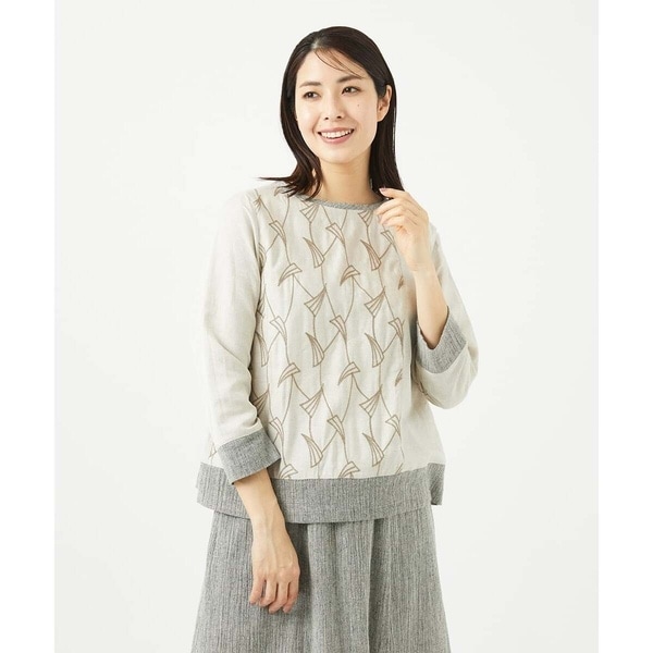 ジャンニ・ロ・ジュディチェ（GIANNI LO GIUDICE）/レーヨンリネンエンブロイダリーブラウス