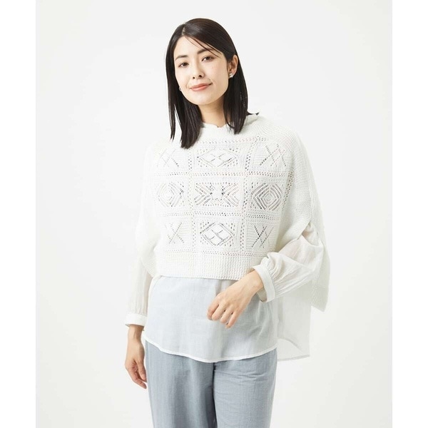 ジャンニ・ロ・ジュディチェ（GIANNI LO GIUDICE）/[日本製]コットンレース編みニットポンチョ風ベスト