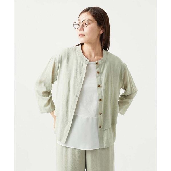 ジャンニ・ロ・ジュディチェ（GIANNI LO GIUDICE）/[洗える]ポリエステルレーヨンプレーンウェーブシャツブラウス