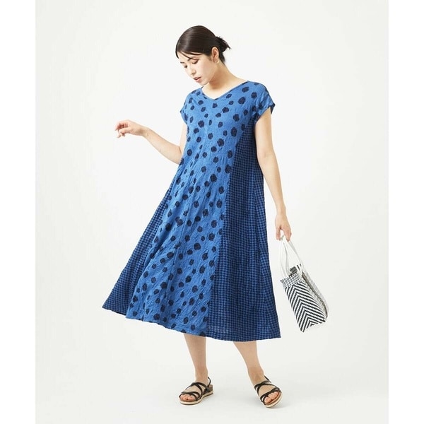 ジャンニ・ロ・ジュディチェ（GIANNI LO GIUDICE）/[洗える・日本製]麻混ドットワッシャージャガードワンピース