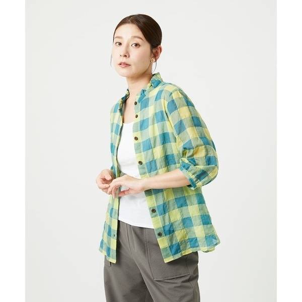 ジャンニ・ロ・ジュディチェ（GIANNI LO GIUDICE）/[洗える]シャーリングチェックシャツブラウス