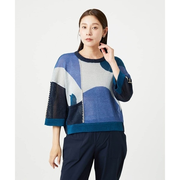 ジャンニ・ロ・ジュディチェ（GIANNI LO GIUDICE）/[洗える]透かし柄インターシャプルオーバーニット