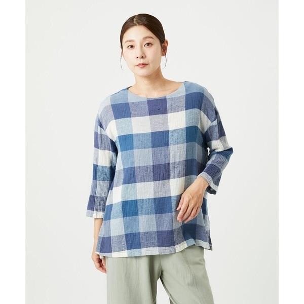 ジャンニ・ロ・ジュディチェ（GIANNI LO GIUDICE）/[洗える]コットンリネンブロックチェックブラウス