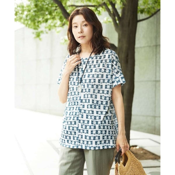 ジャンニ・ロ・ジュディチェ（GIANNI LO GIUDICE）/[洗える・日本製]融着幾何プリントドルマンカットソー