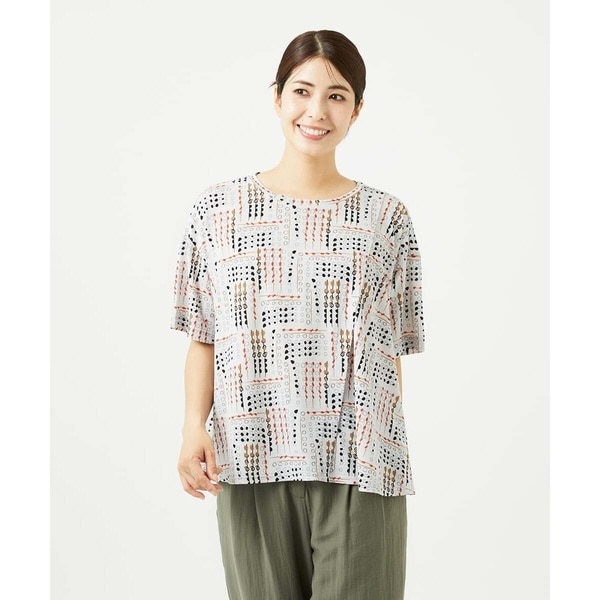 ジャンニ・ロ・ジュディチェ（GIANNI LO GIUDICE）/[接触冷感・洗える]ラインドットプリントカットソー