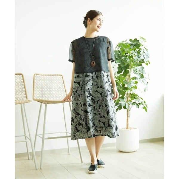 ジャンニ・ロ・ジュディチェ（GIANNI LO GIUDICE）/[洗える]ミラクルウェーブリーフプリントワンピース