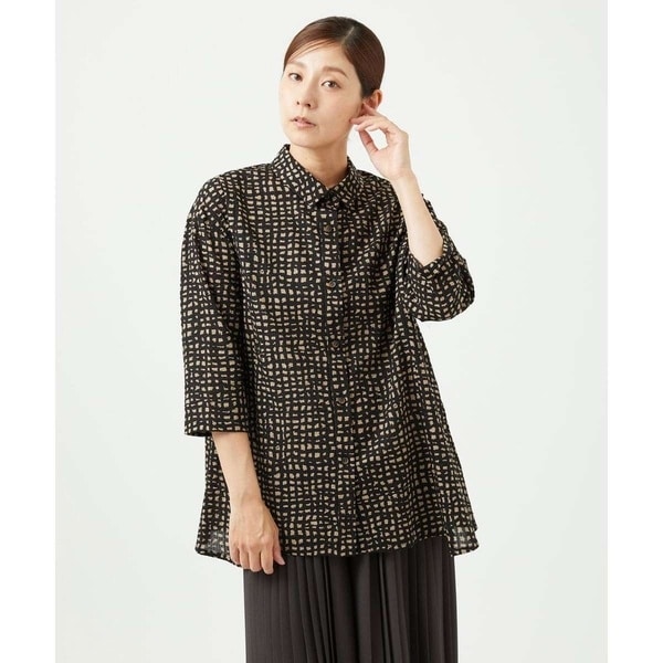 ジャンニ・ロ・ジュディチェ（GIANNI LO GIUDICE）/[洗える・日本製]ミラクルウェーブブロックプリントブラウス