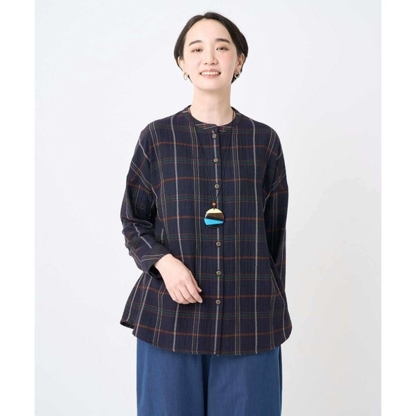 ジャンニ・ロ・ジュディチェ（GIANNI LO GIUDICE）/[洗える・日本製]二重織チェック前開きブラウス