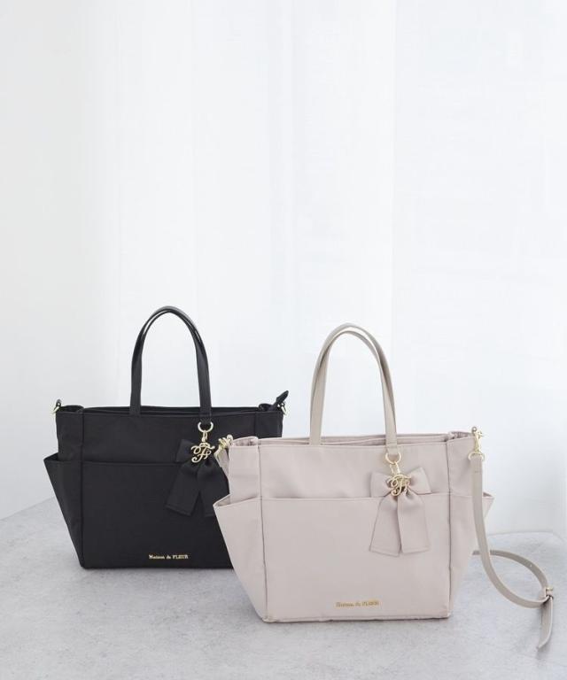 メゾン ド フルール（Maison de FLEUR）/撥水加工リボンチャームマルチポケットトートS