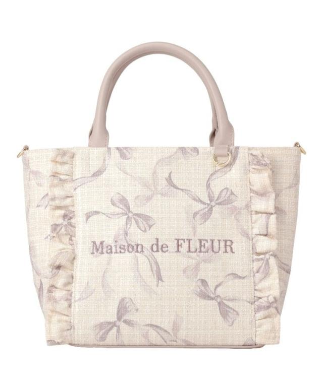 メゾン ド フルール（Maison de FLEUR）/ツイードリボンプリント2WayバッグM