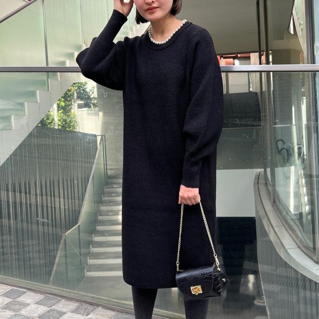 ノーリーズ（NOLLEY’S）/◇【WEB限定】《手洗い可能》パール付き片畦ニットワンピース