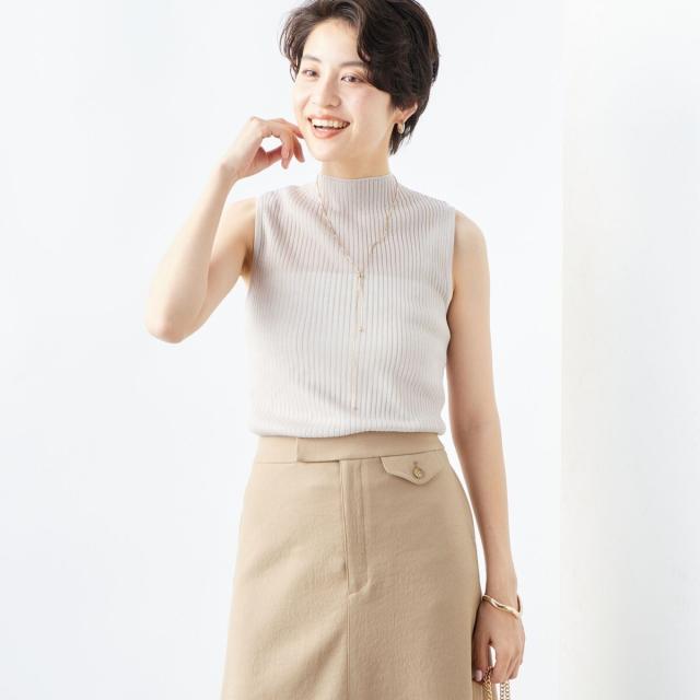 ノーリーズ（NOLLEY’S）/《手洗い可能》《アンサンブル対応》シアーリブノースリーブプルオーバーニット