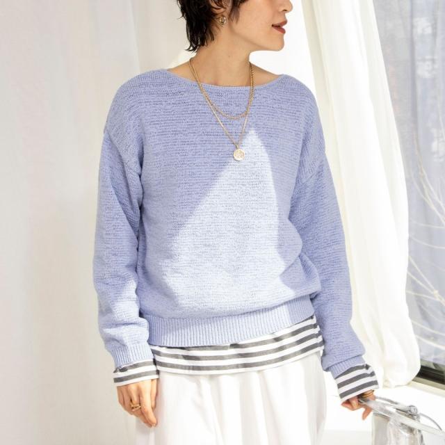 ノーリーズ（NOLLEY’S）/《手洗い可能》テープヤーンボートネックプルオーバーニット