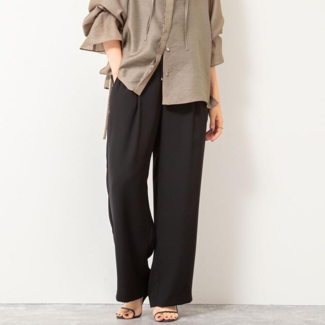 ノーリーズ（NOLLEY’S）/《セットアップ対応》ウォッシャブルダブルクロスサテンイージーワイドパンツ